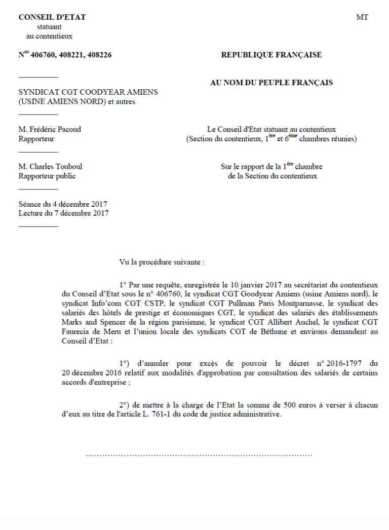 Recours en annulation des décrets d'application de la Loi Travail au Conseil d'État